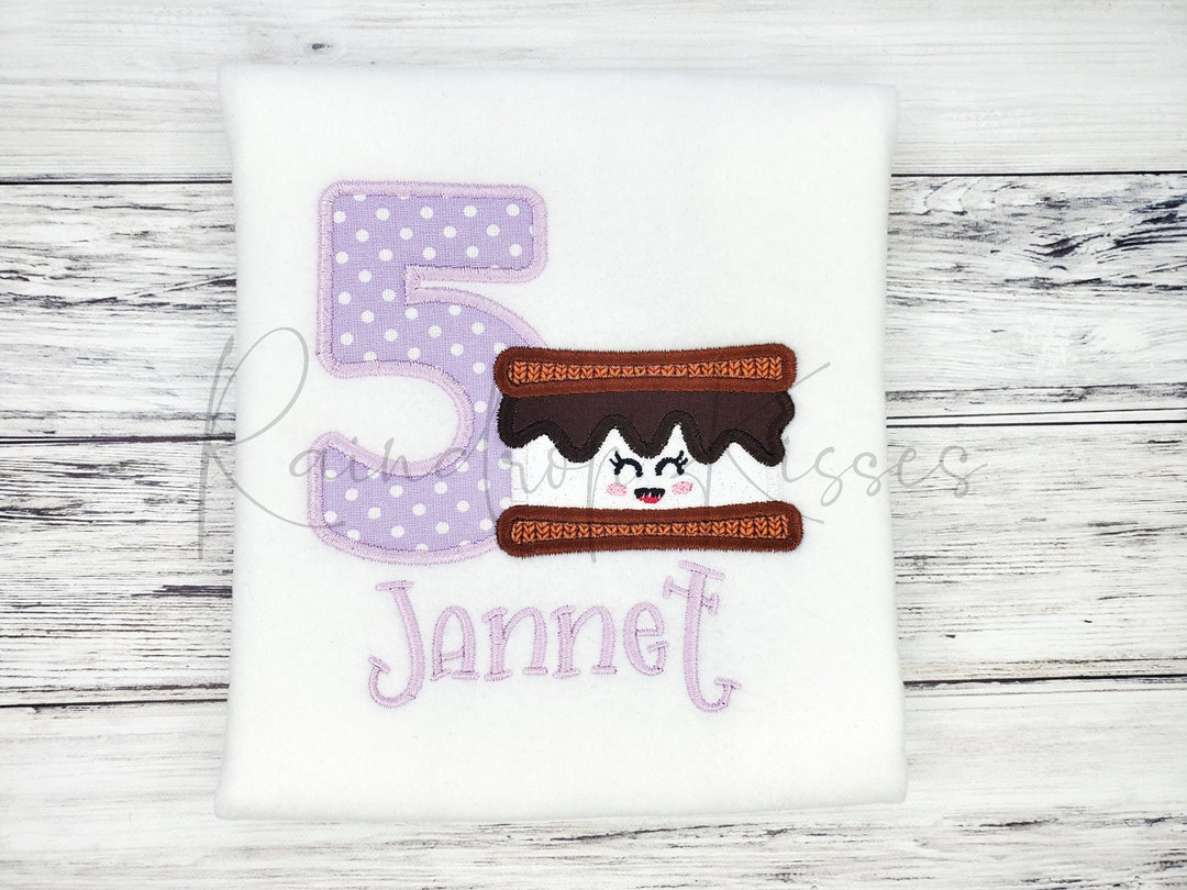 Personalized Kawaii Smore Number Birthday Shirt ANY NUMBER Girl's S ...