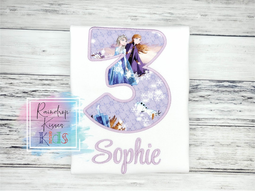 Frozen Girls 3rd Birthday Shirt, Elsa and Anna Personalized Embroidered ...