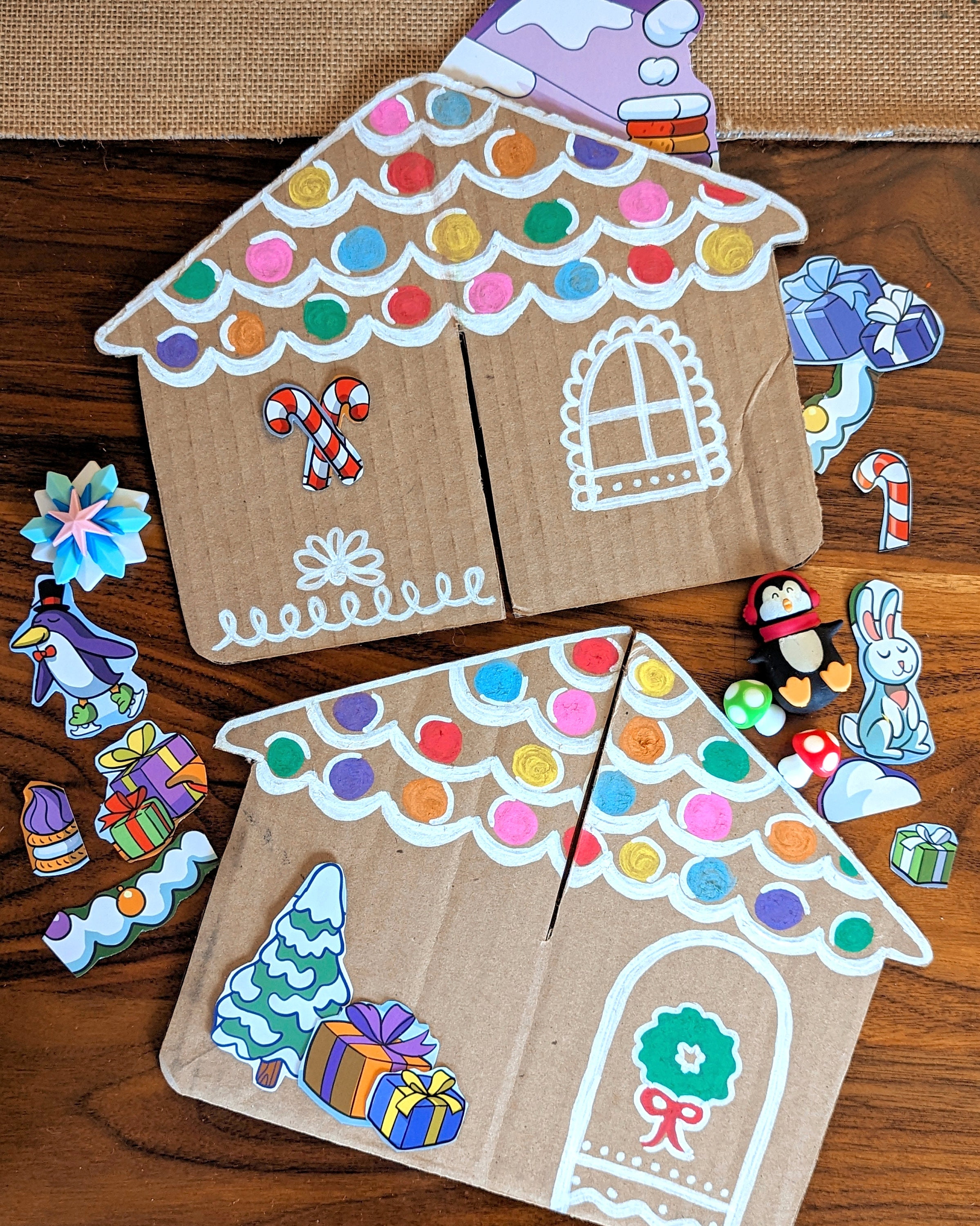 DIY Cardboard House Template: Dollhouse or Gingerbread House (digital ...