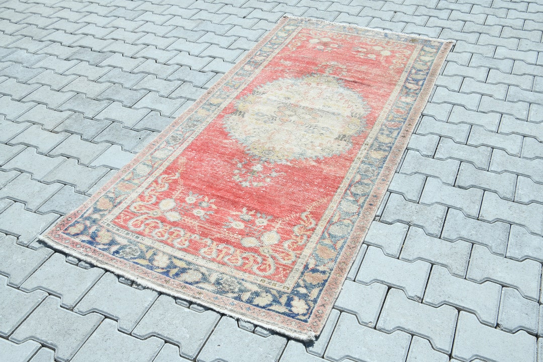 3x7 Rug,red Rug,handmade Rug,3x7 Turkish Rug,blue Rug,vintage Area Rug ...