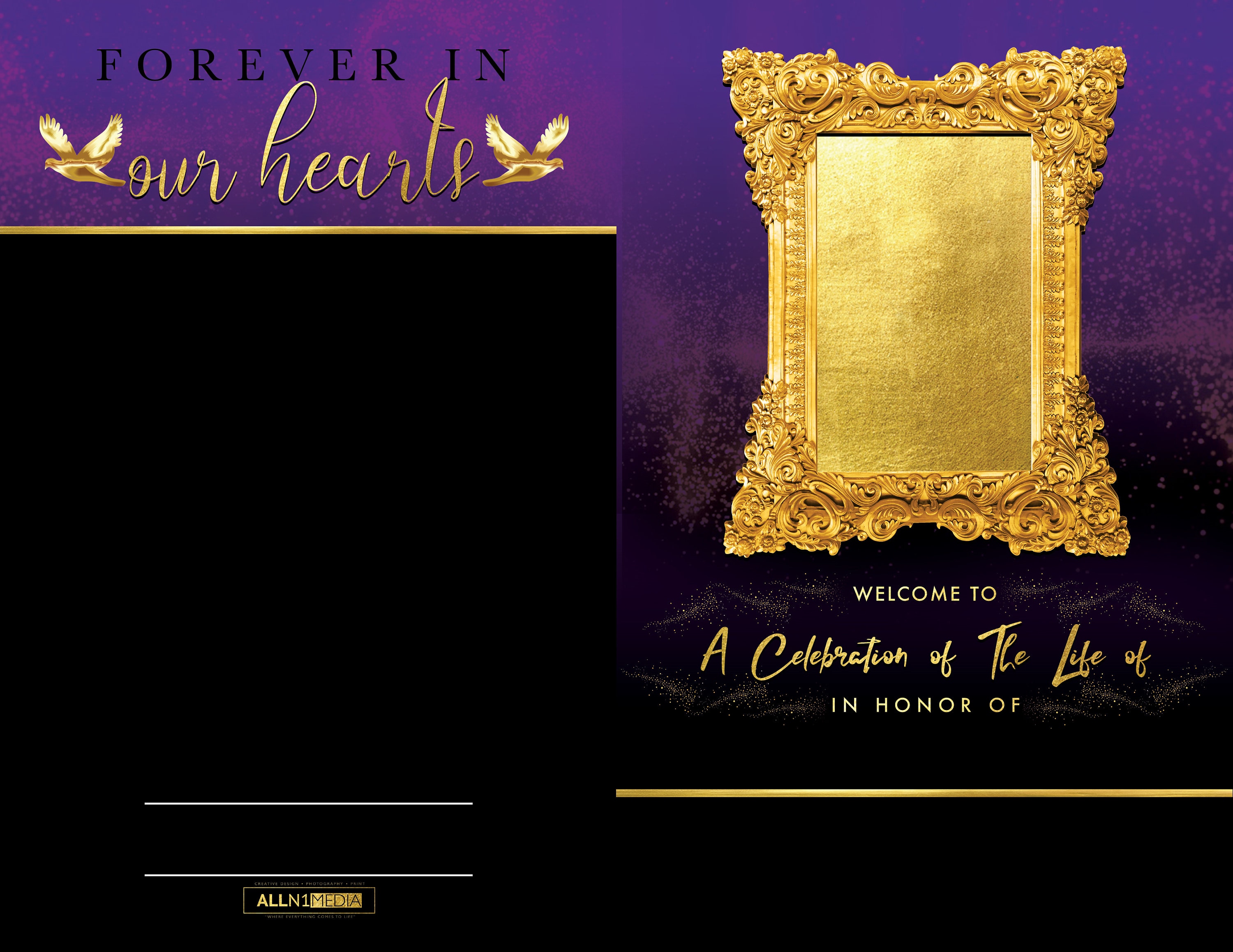 Purple and Gold Obituary Background - Etsy