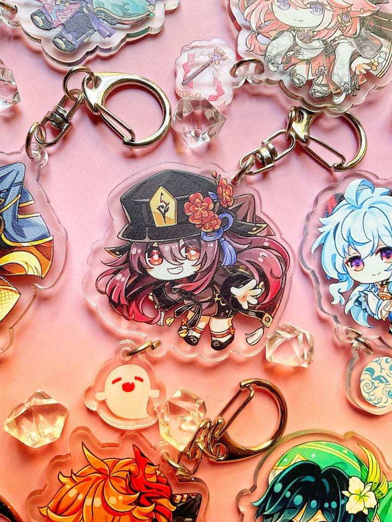 Genshin Impact Keychain Charm Genshin Impact Glitter Acryllic - Etsy
