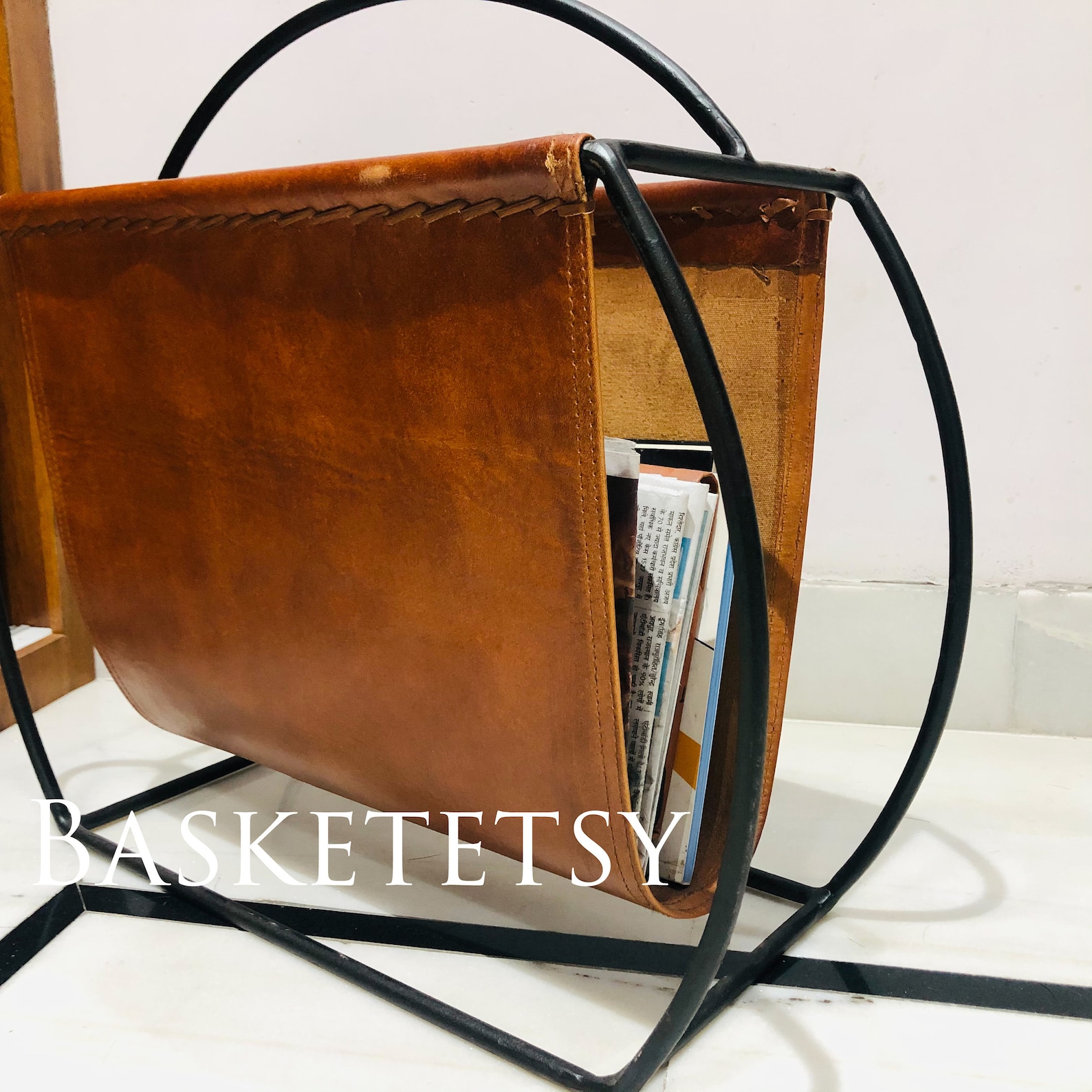 Leather Magazine Rack Leather Magazine Holder Newspaper - Etsy