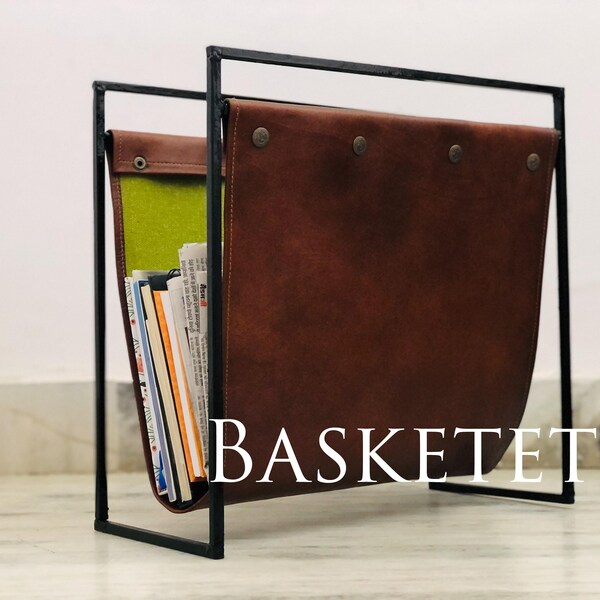 Leather Magazine Rack - Etsy
