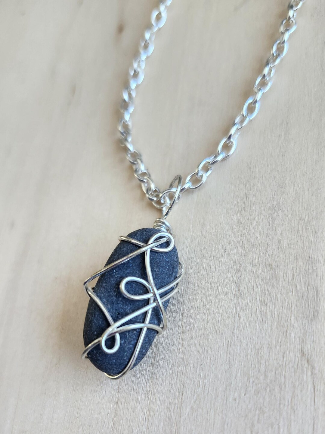 Basalt Stone Raw, Natural Stone, Wire Wrapped Pendant, Everyday Wear ...
