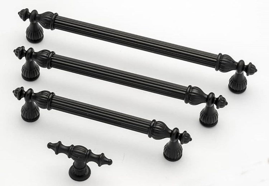 Matte Black Rustic Bar Handle for Cabinet, Classical Knobs for ...