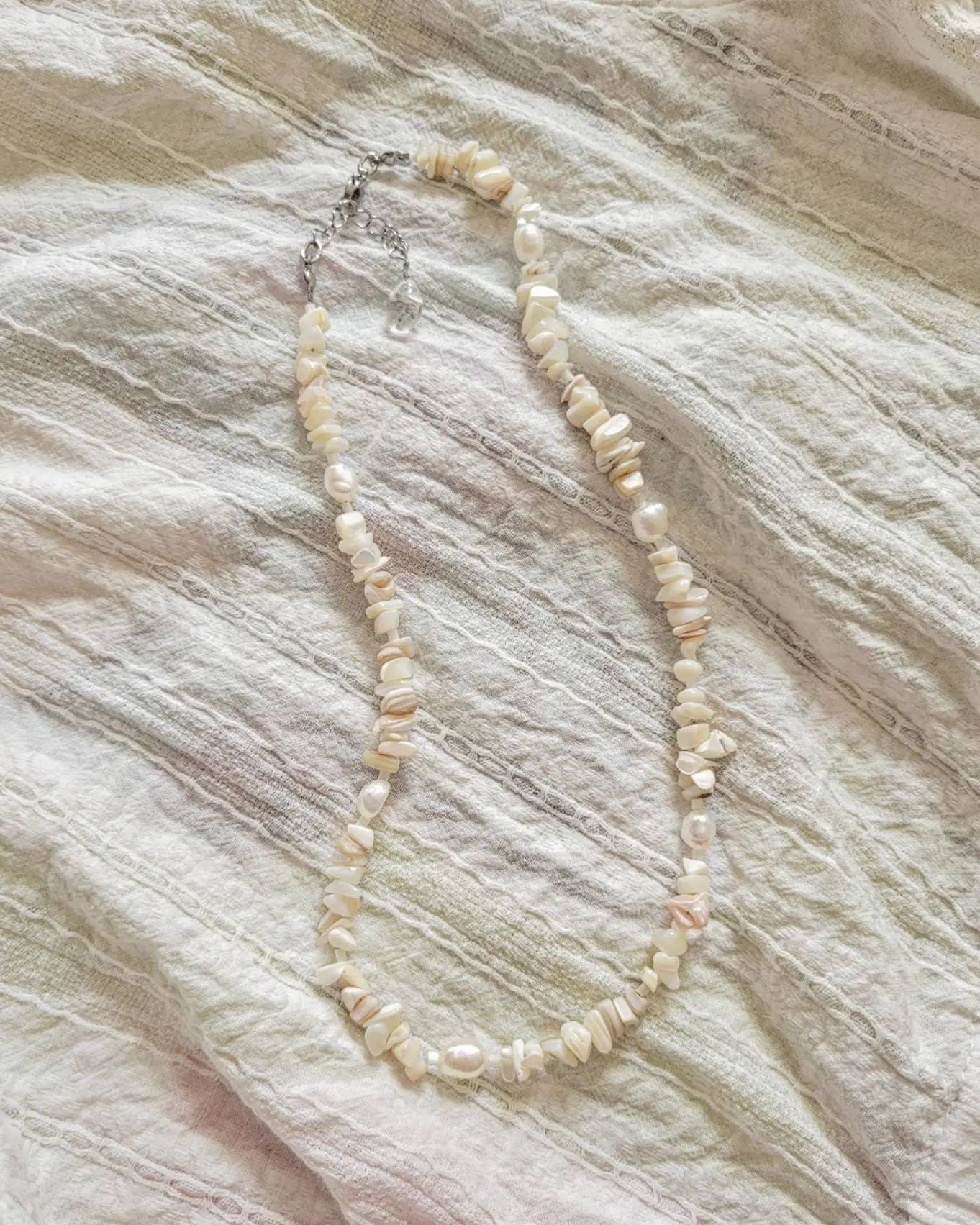 Freshwater Pearl & Mother-of-pearl Necklace | Beach Jewellery - Etsy