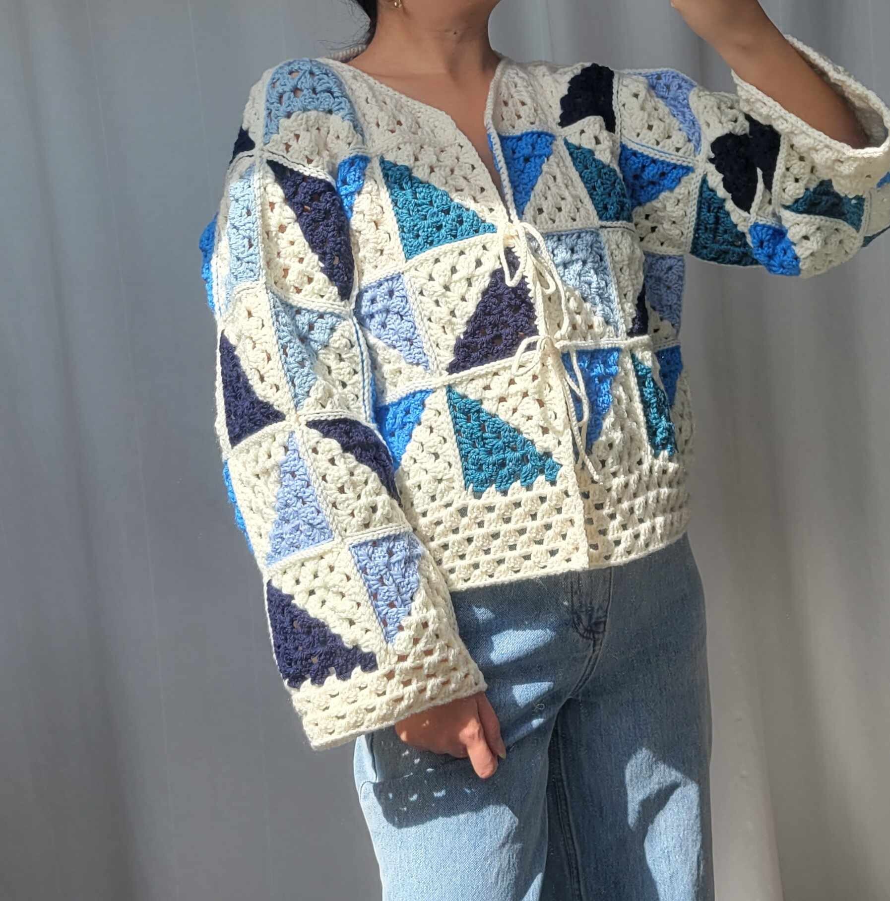 Shape of Blue Quilted Pattern Crochet Vest Top - Etsy