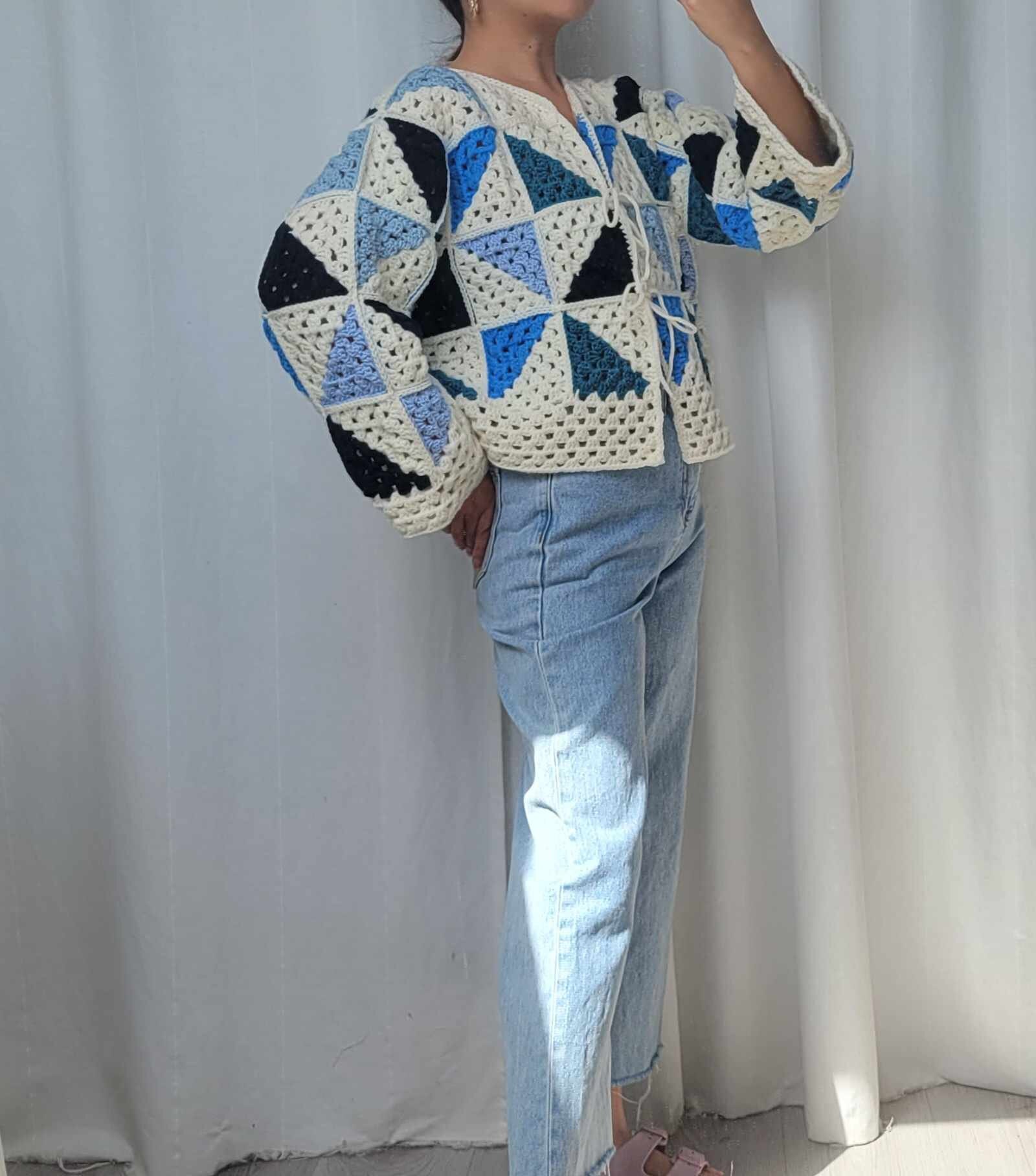 Shape of Blue Quilted Pattern Crochet Vest Top - Etsy