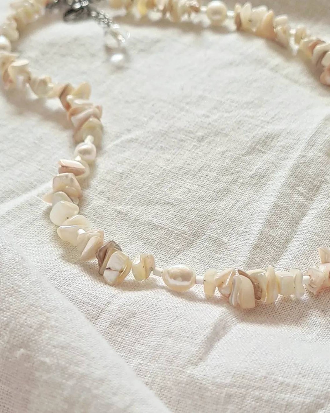 Freshwater Pearl & Mother-of-pearl Necklace | Beach Jewellery - Etsy