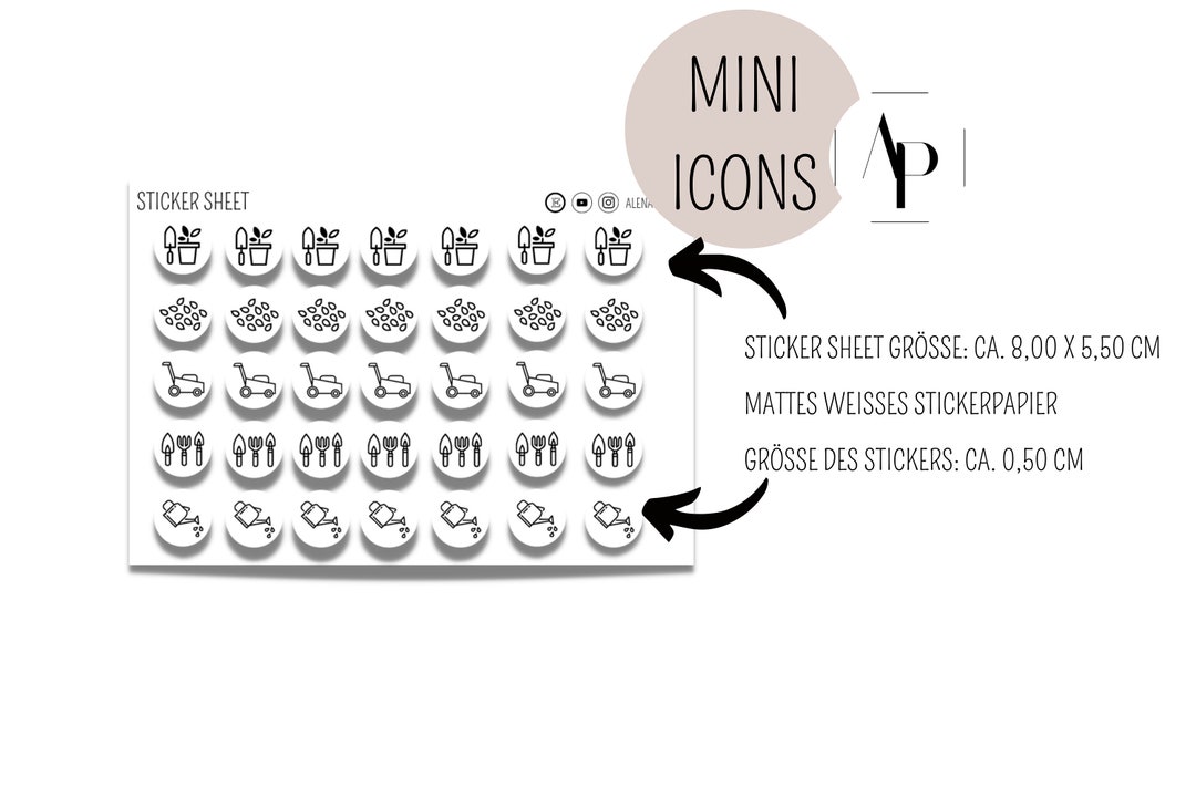 35 MINI ICON Stickers Garten / GARDENING Minimal Planner Stickers Mini ...