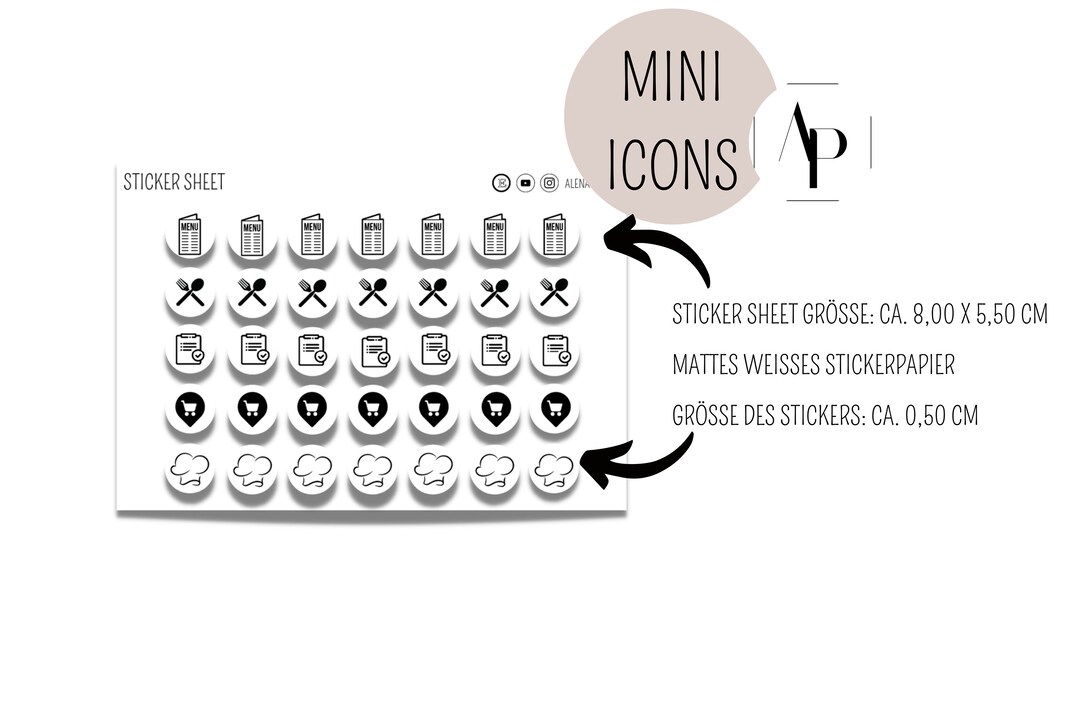 35 MINI ICON Stickers MENU / Food Plan / Meal Prep / Meal - Etsy