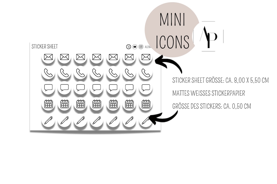 35 MINI ICON Stickers Meeting / Work / Minimal Planner Stickers Mini ...
