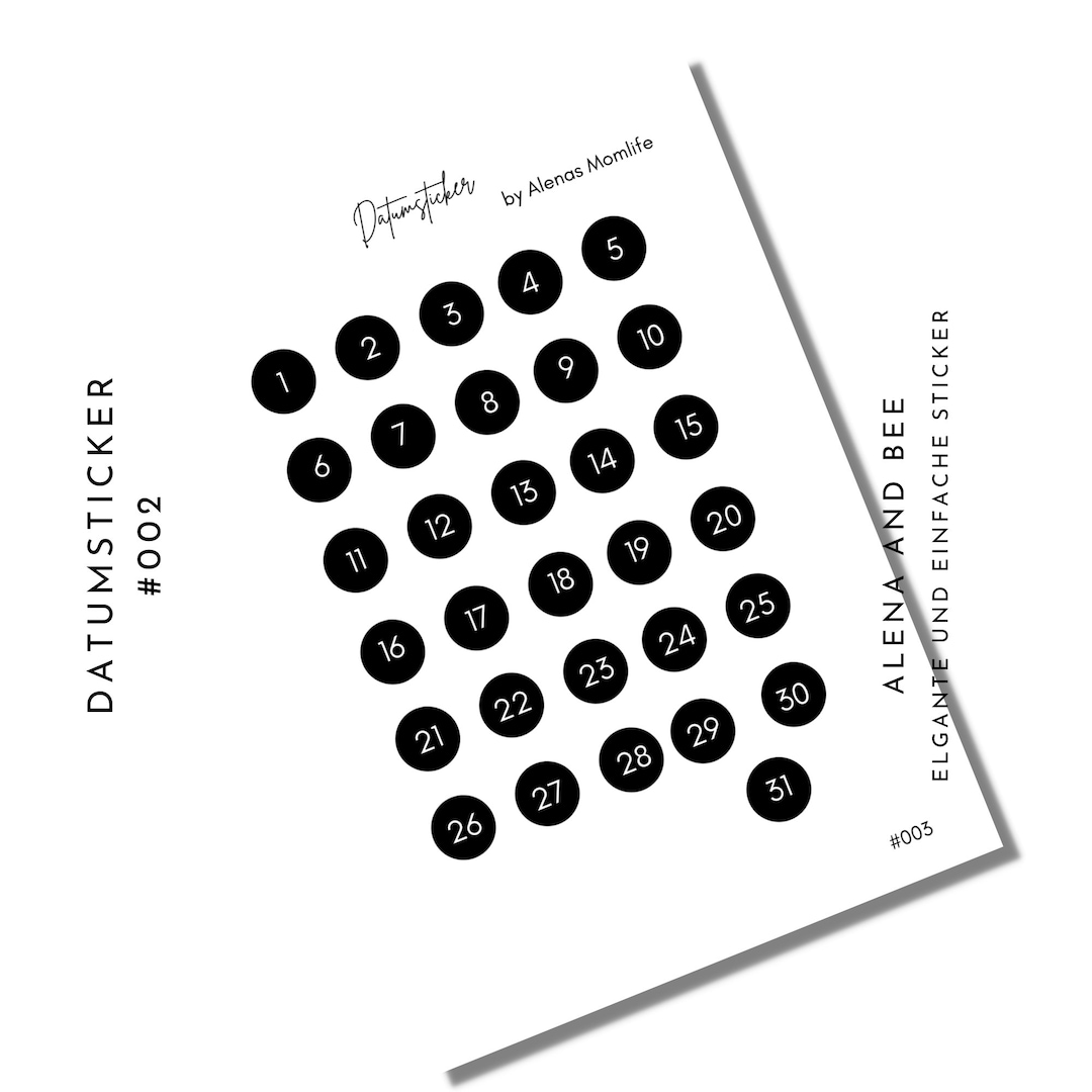 Stickers Numbers, Monthly Dates Cute Stickers, Date Stickers and ...