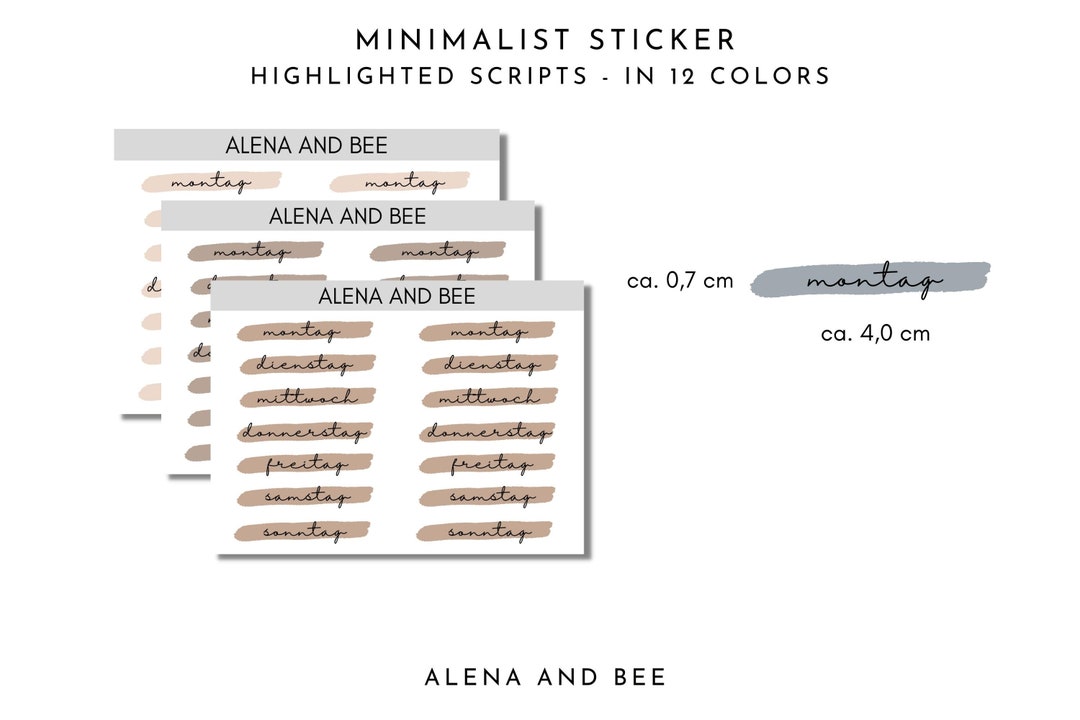 TAGE DER WOCHE Einfarbig Minimal Planer Sticker Funktionale Planner ...