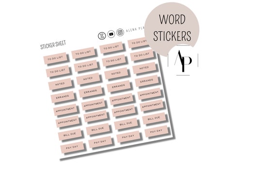 32 Script Sticker Word Sticker for Planners Minimal Planner - Etsy