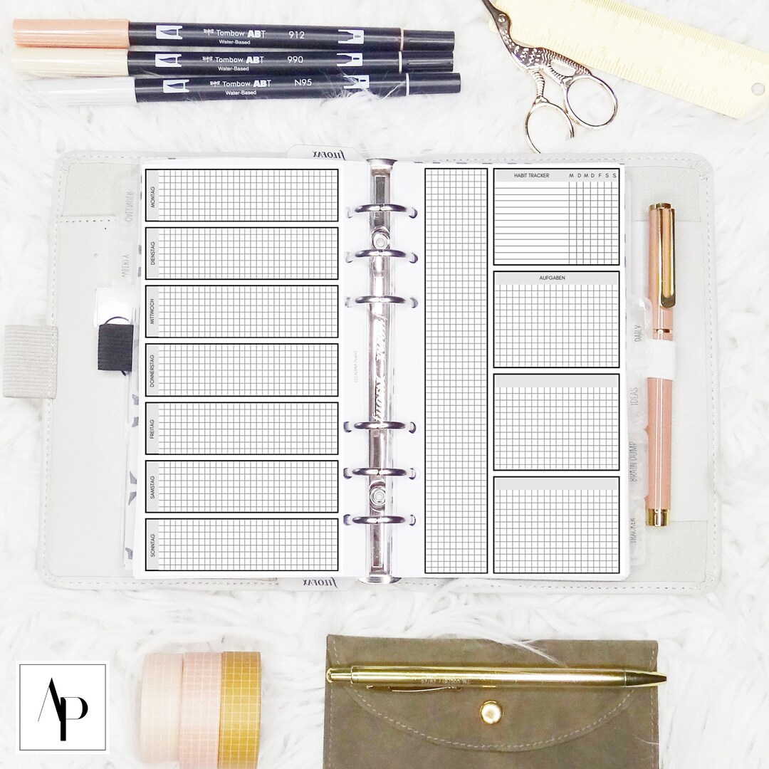 Calendar Insert PERSONAL SIZE Calendar Insert Filofax 1 Week on 2 Pages ...