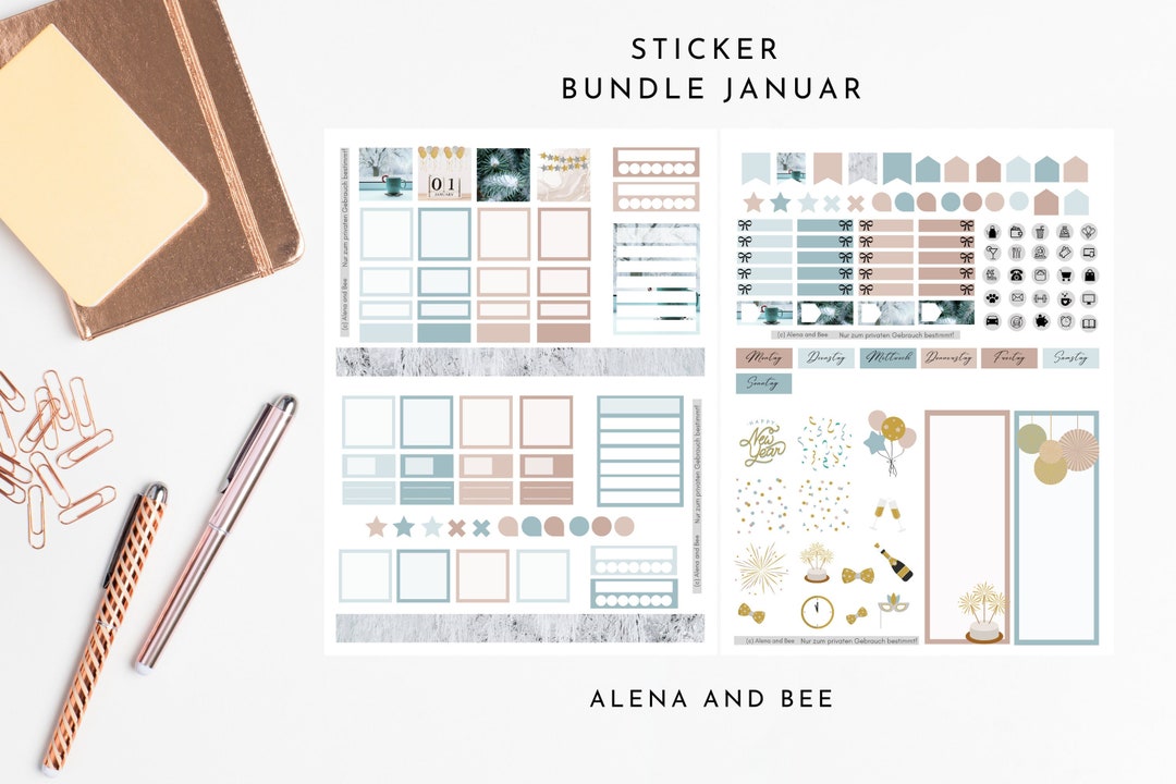 Monthly Overview Sticker Set New Year January for Erin Condren / Kikki ...