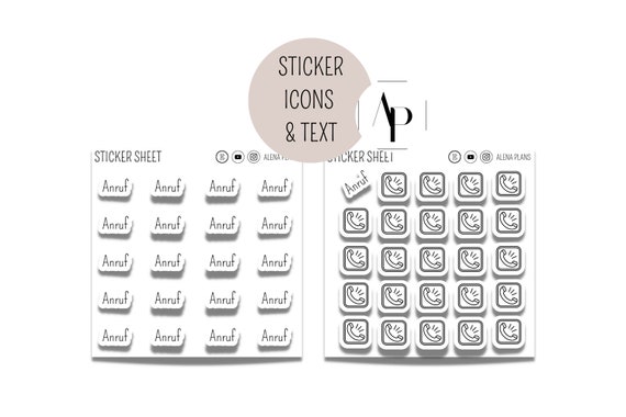 ICON Sticker Anruf Telefon TEXT Sticker Aufkleber und - Etsy.de