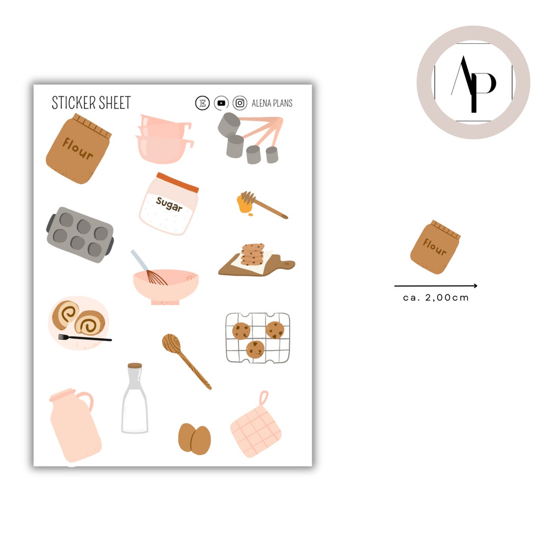 Stickers Backen, Bake a Cake Cute Stickers, Decals and Stickers to Fit ...