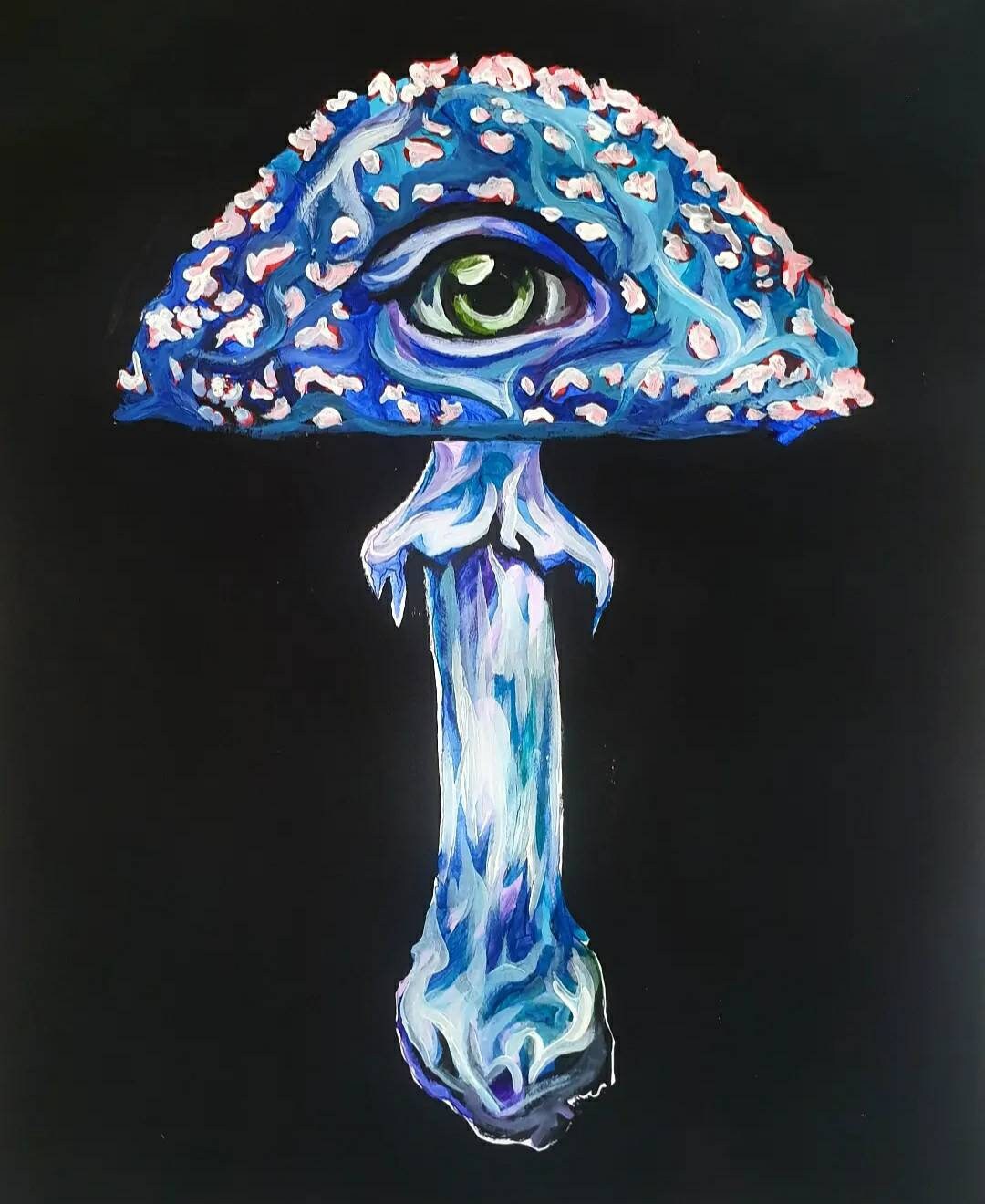 Blue Toadstool, Original Acrylic Painting, 10.5 X 13 Inches - Etsy