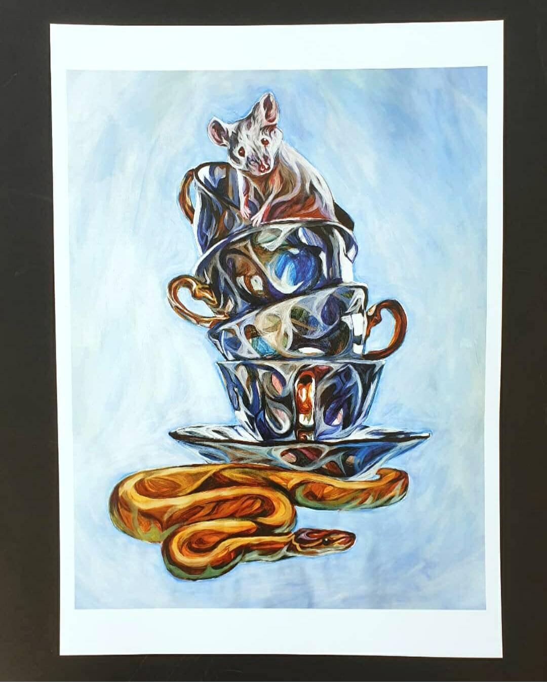 Teacup Tower, Art Print, A3, 11.7 X 16.5 Inches - Etsy