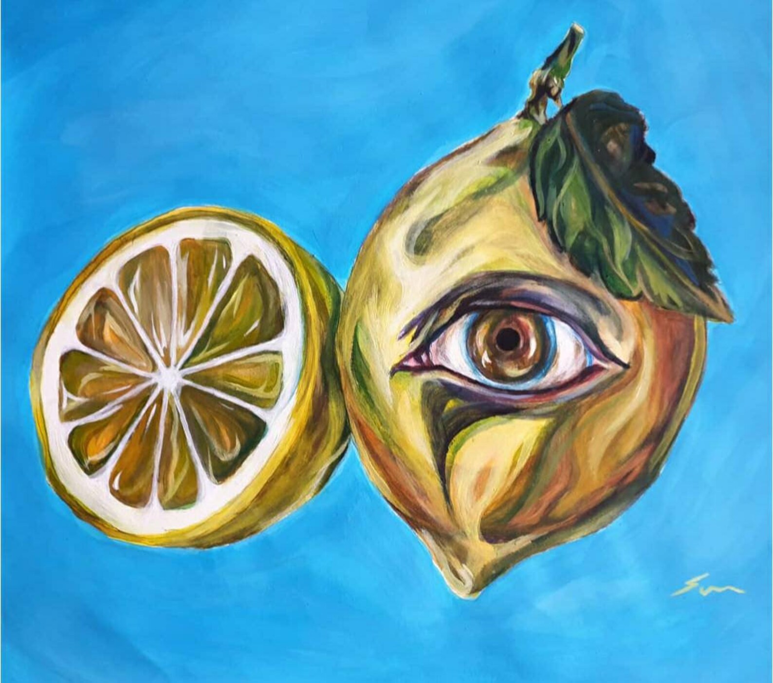 Lemon Eye Original Acrylic Painting 15 x 16.5 Inches | Etsy