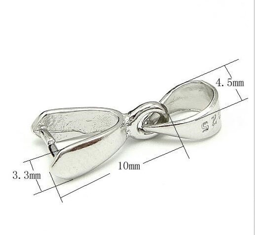 SOLID Sterling Silver Pinch Bail SIZE Medium for Pendant - Etsy