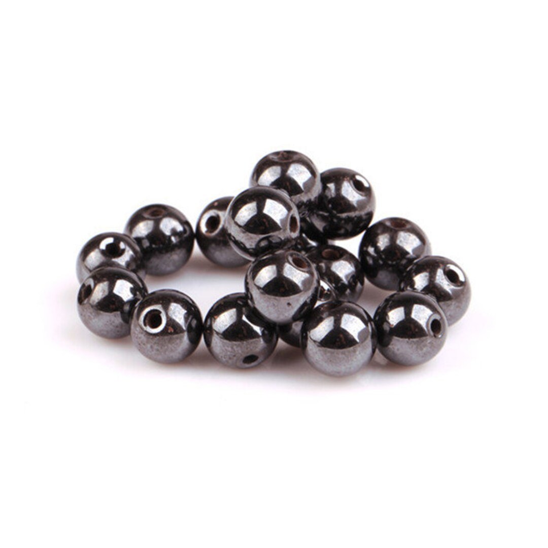 20 Pcs Round Hematite Beads 8mm - Etsy