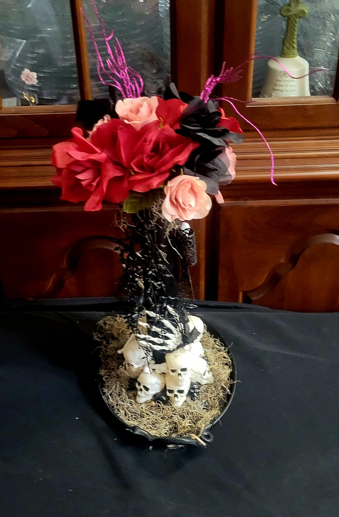 Sinister Blooms, Halloween Decor, Spooky Floral Arrangement, Halloween ...