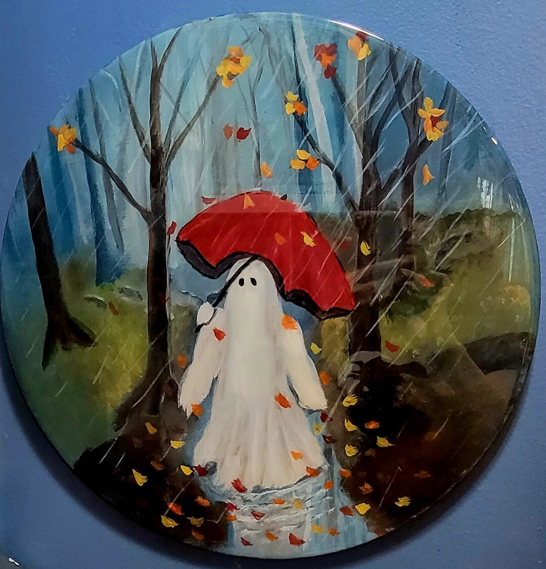 Hand Painted Fall Wall Artphantom Autumn Stroll: Hand-painted Rainy ...