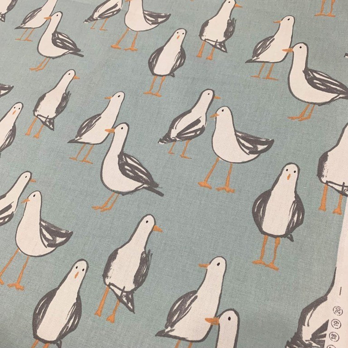 Seagull Fabric, Bird Upholstery Fabric, Duck Egg Fabric, Blue Animal ...