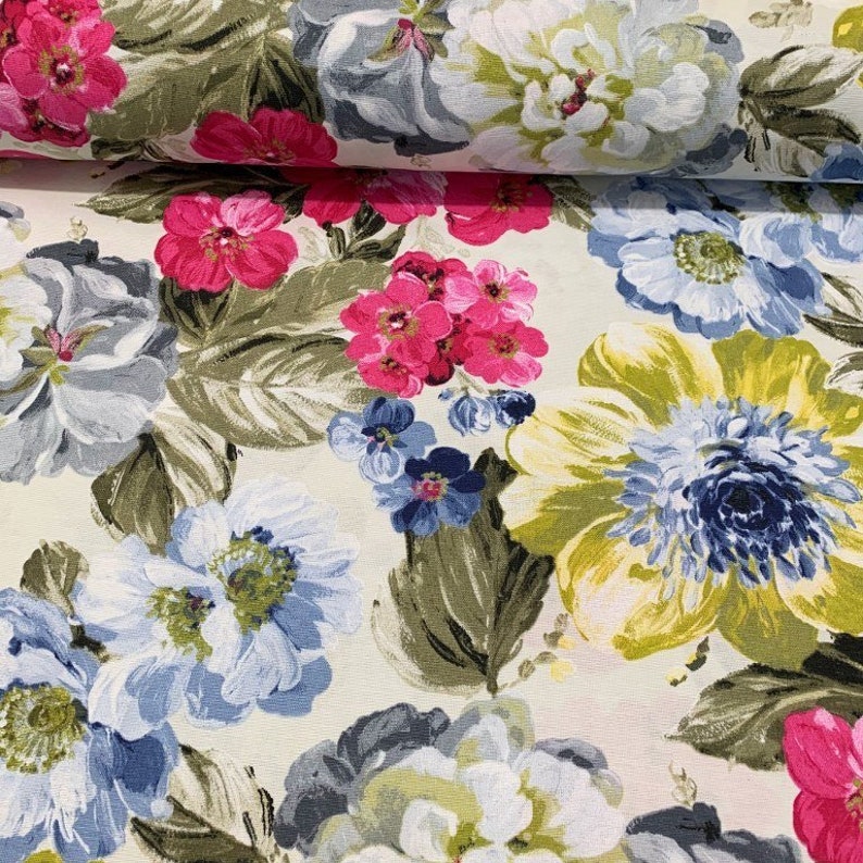 Flower Upholstery Fabric Large Print Fabric Floral Curtain - Etsy