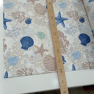 Nautical Cotton Fabric, Coastal Fabric, Sea Shell Fabric, Starfish Reef ...