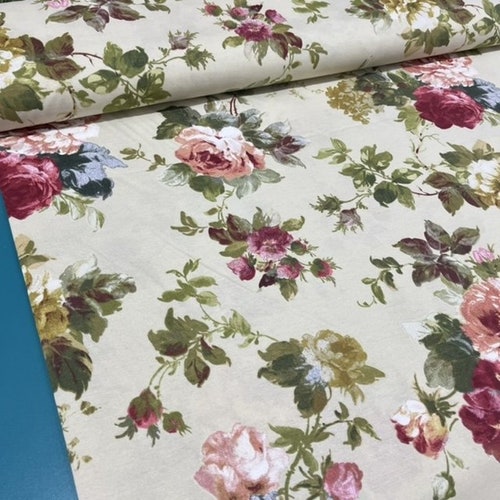 5 Colors Roses Upholstery Fabric by the Yard Cotton Canvas - Etsy