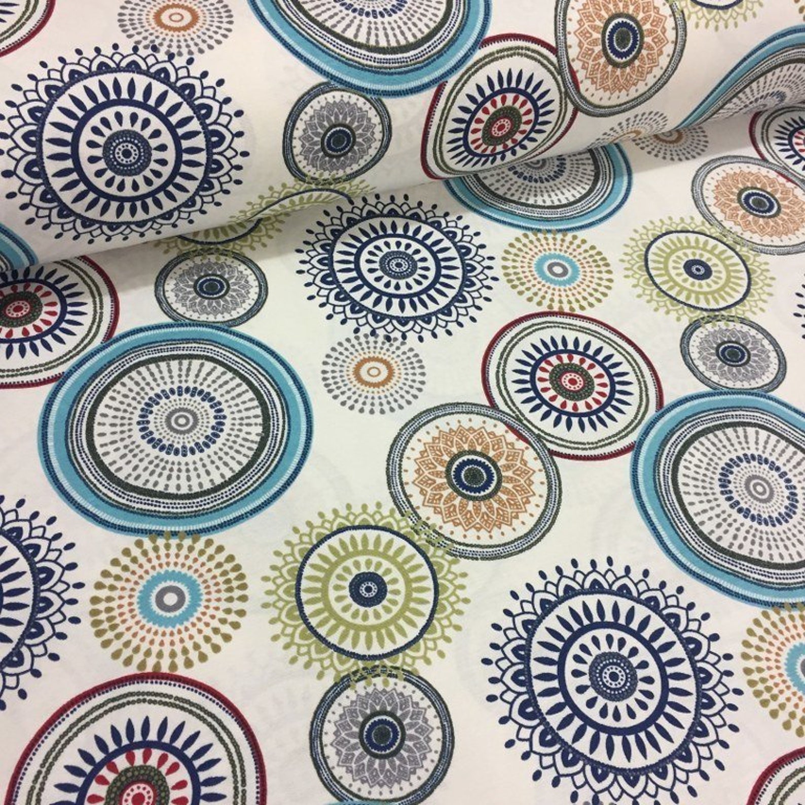 Mandala Fabric Circle Fabric by Yard Modern Geometric | Etsy
