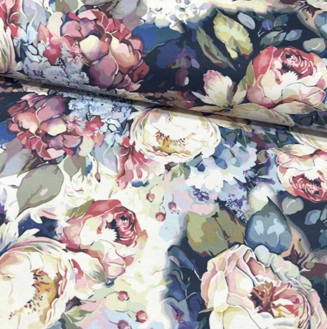 Floral Upholstery Fabric, Roses Print Fabric, Watercolor Flower Fabric ...