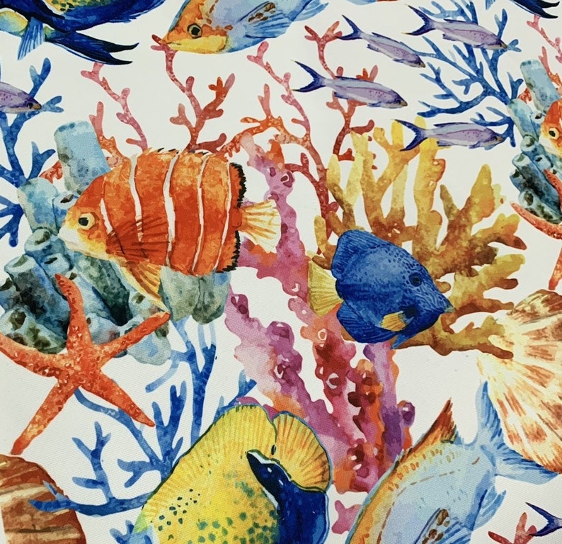 Nautical Upholstery Fabric, Ocean Animal Fabric, Tropical Fish Fabric ...