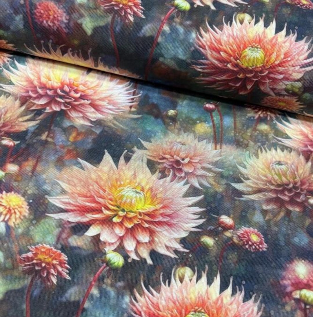 Lotus Flower Fabric, Floral Upholstery Fabric, Water Lily Fabric, Large ...