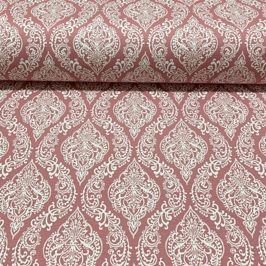 Dusty Rose Fabric, Moroccan Fabric, Damask Upholstery Fabric, Blush ...