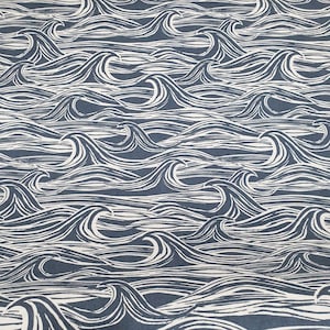 Ocean Fabric, Waves Fabric, Nautical Fabric, Navy Blue Upholstery ...
