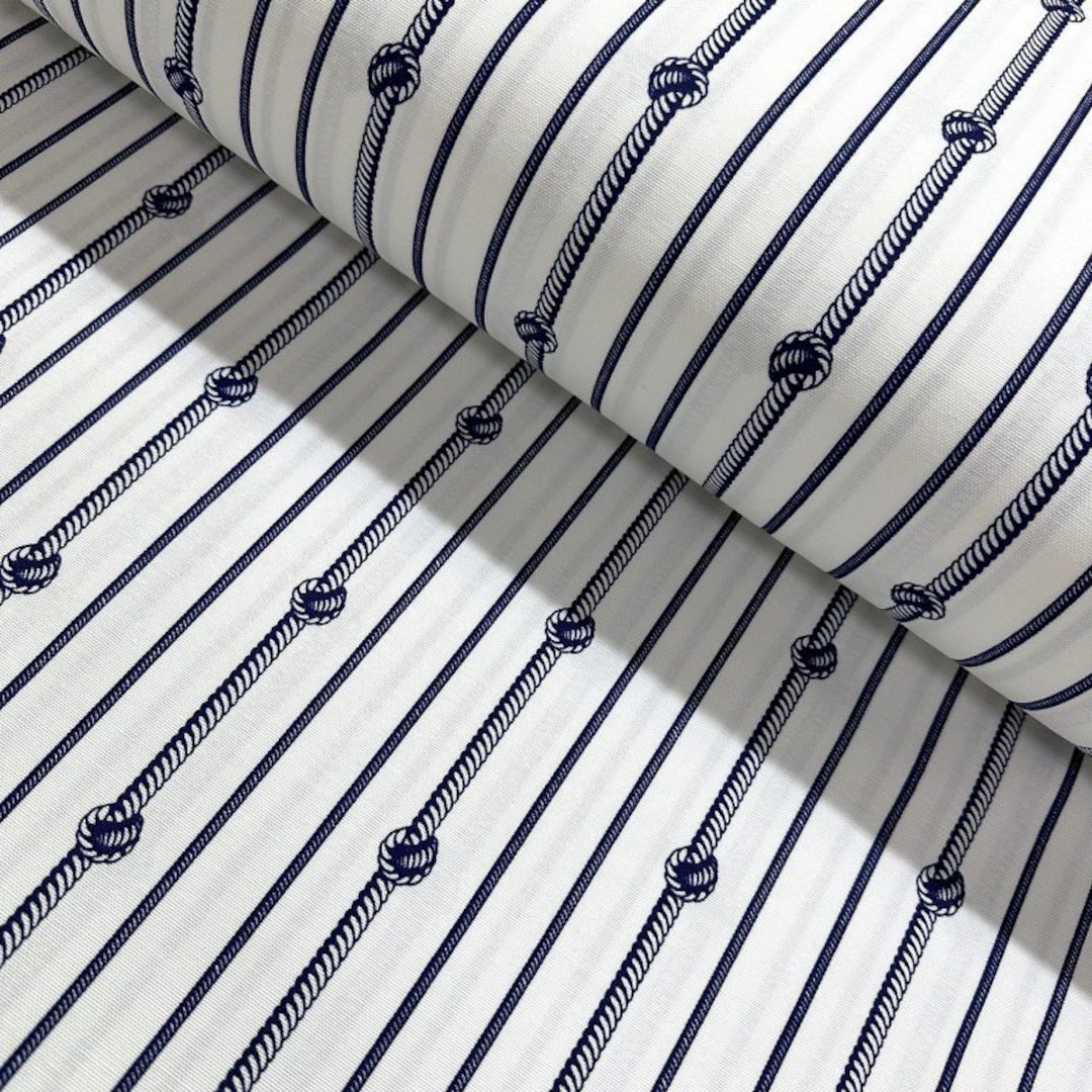 Nautical Upholstery Fabric, Rope Knot Fabric, Blue White Fabric, Ship ...