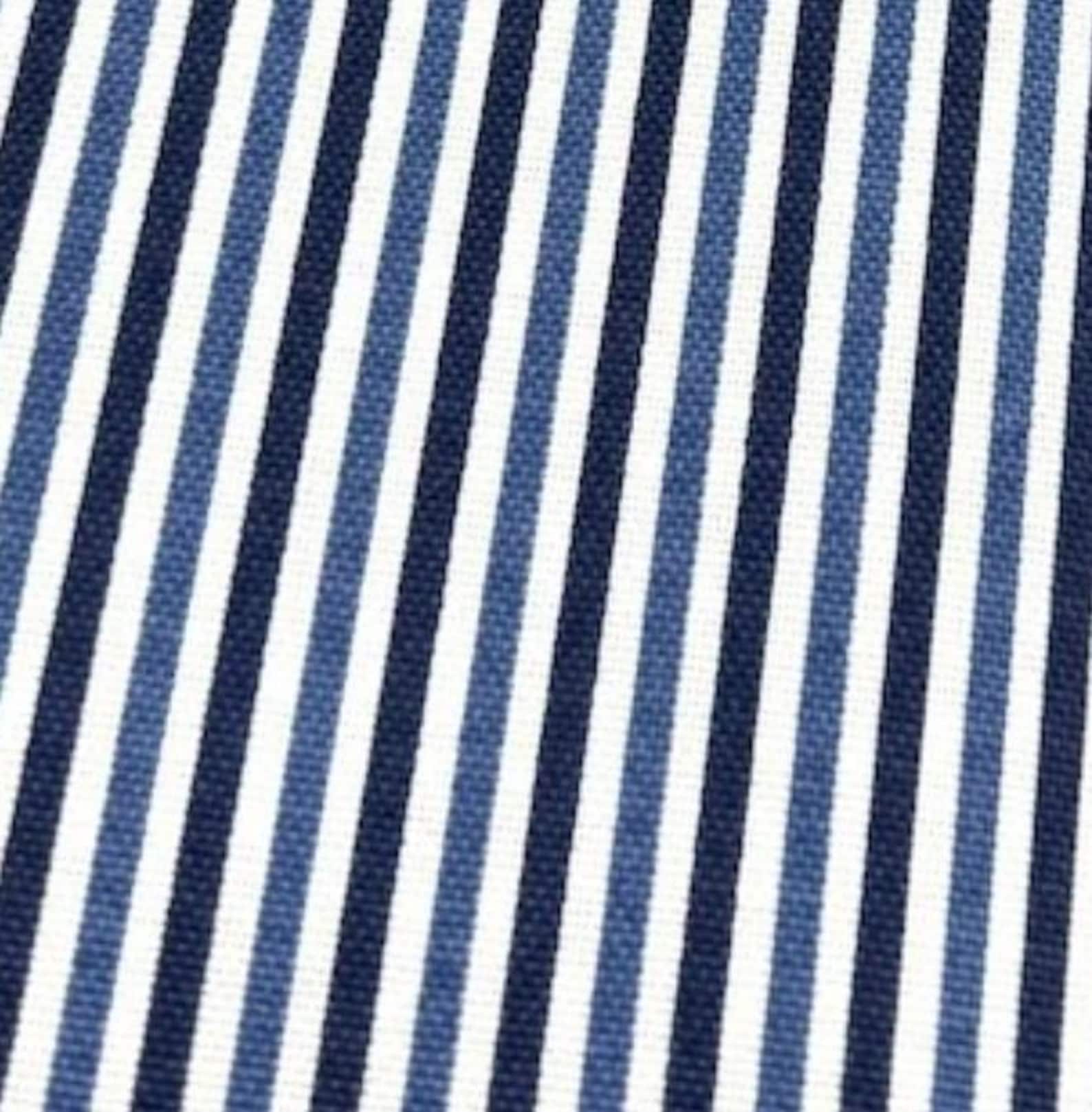 Navy Stripe Upholstery Fabric, Blue Pinstripe Fabric, Cotton Ticking ...