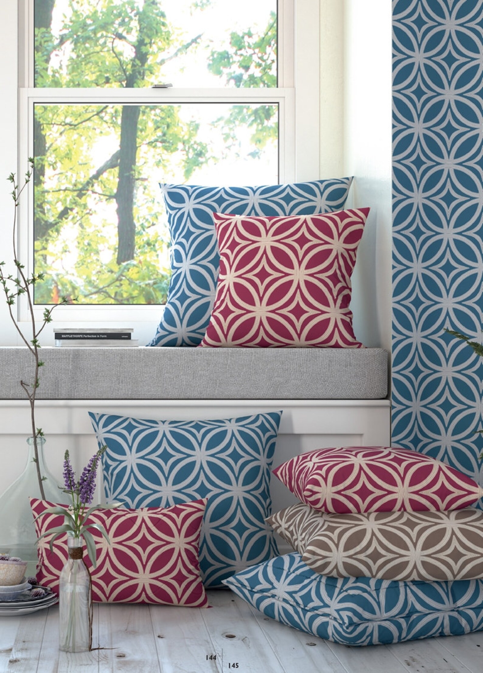 Modern Upholstery Fabric, Geometric Circles Fabric, Oriental Fabric ...