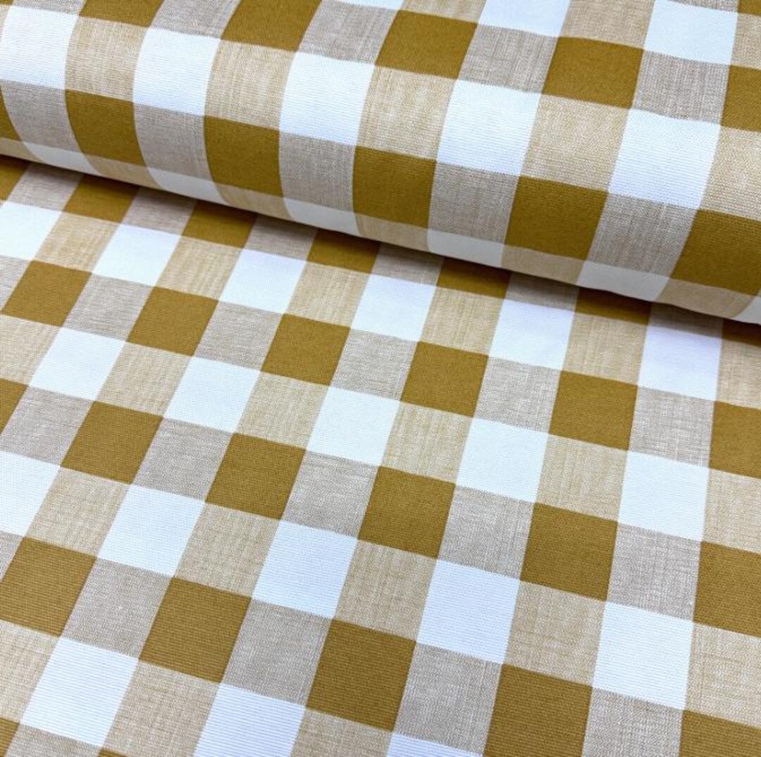 Mustard Gingham Fabric, Yellow Check Fabric, Buffalo Plaid Upholstery ...