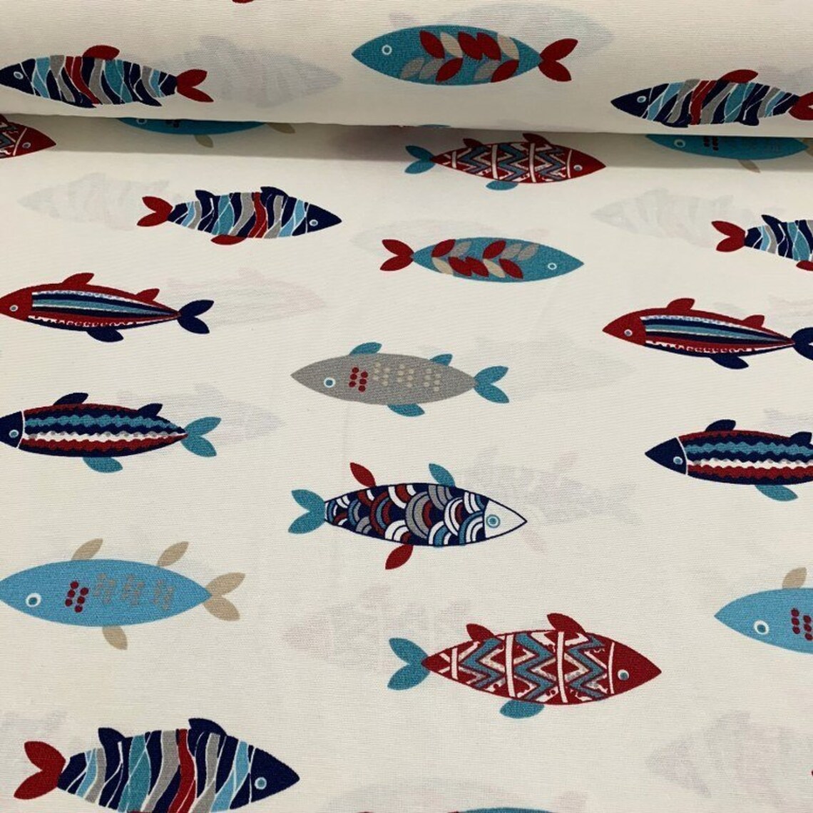 Fish Print Fabric Nautical Upholstery Fabric Ocean Fabric by - Etsy UK