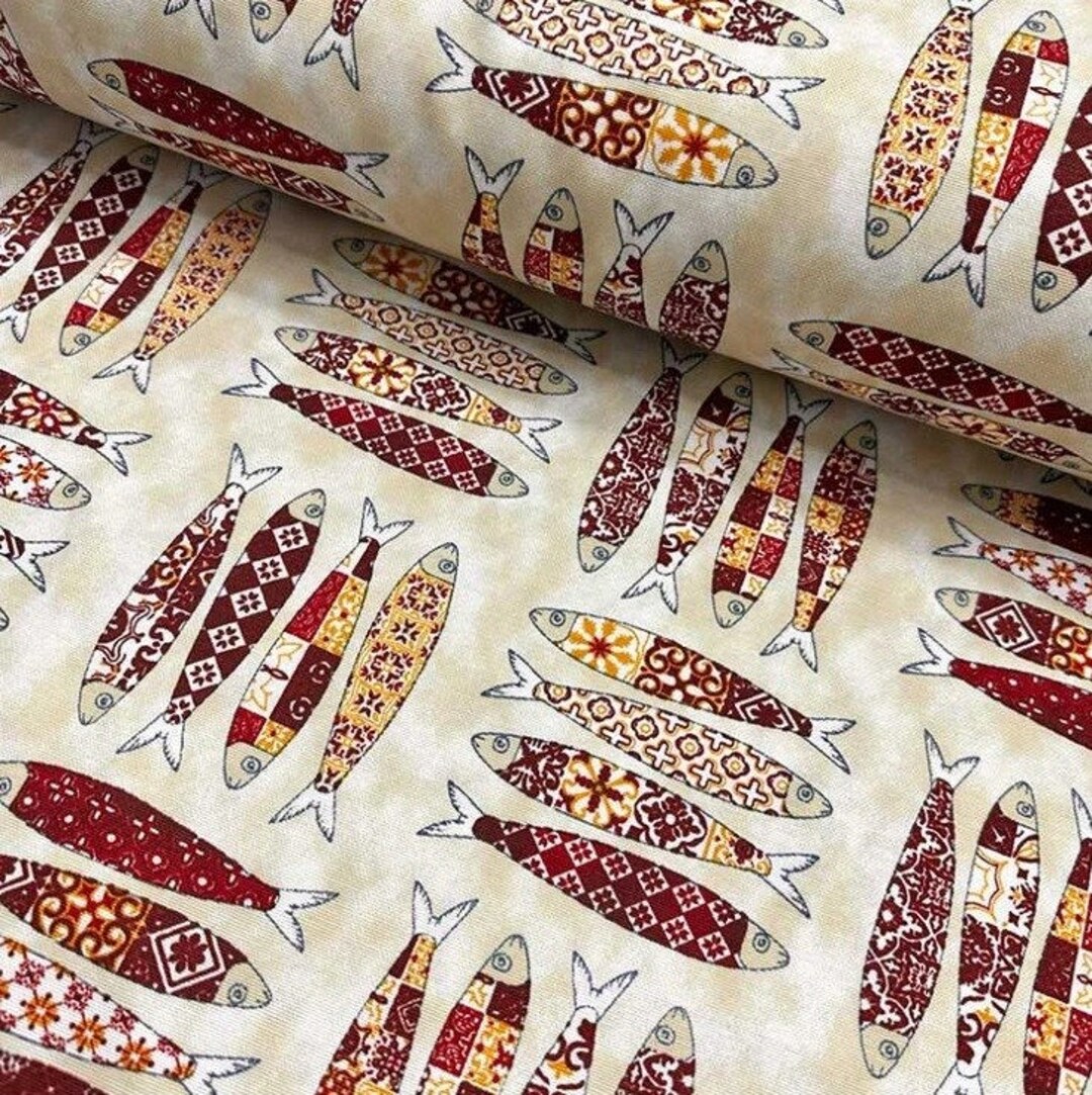 Ethnic Upholstery Fabric, Aquarium Fabric, Fish Pattern Fabric ...