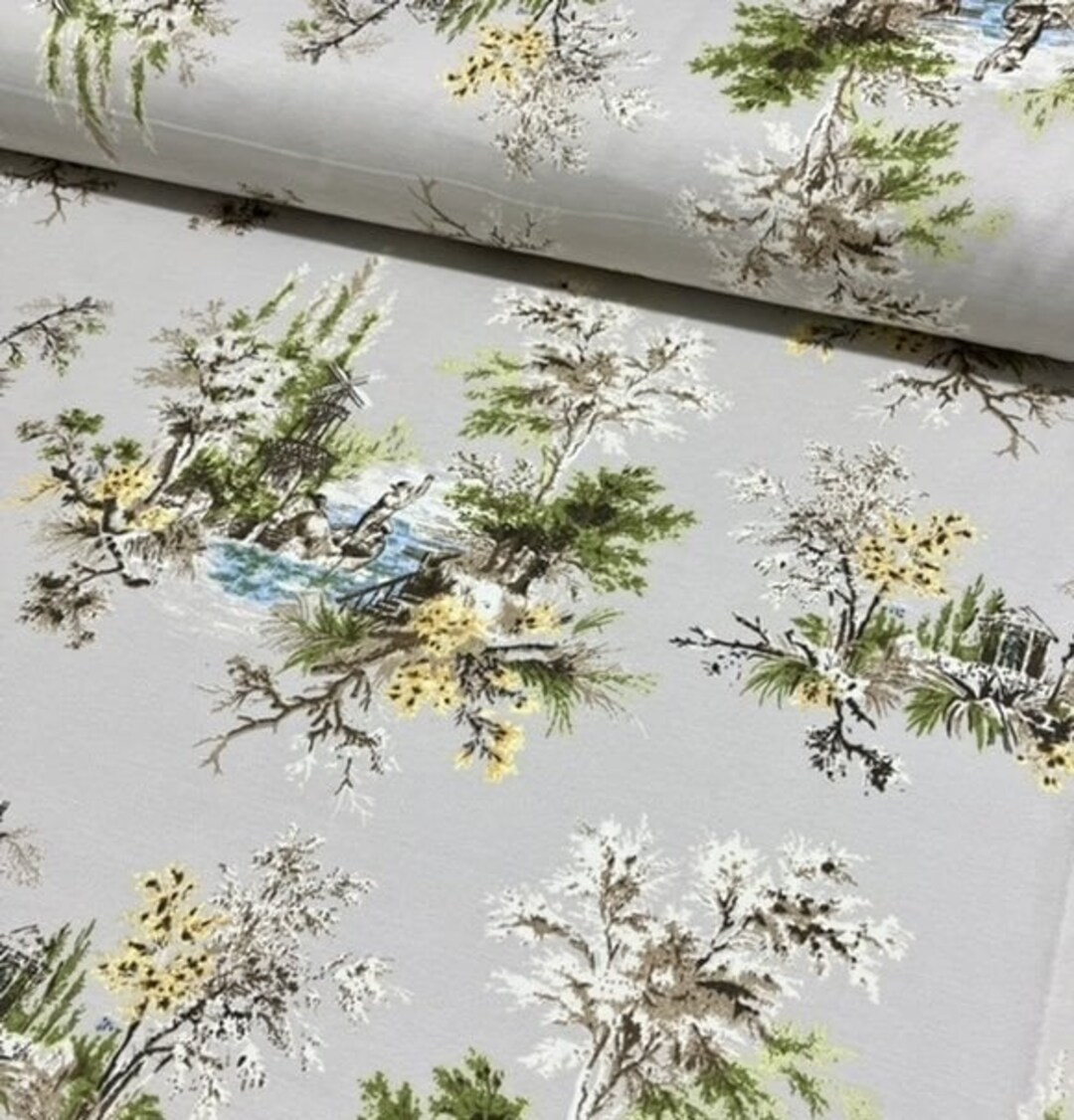 Toile Upholstery Fabric, Landscape Fabric, Scene Watercolor Painting ...