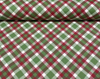 Dark Green and Red Plaid Fabric Traditional Tartan by ...