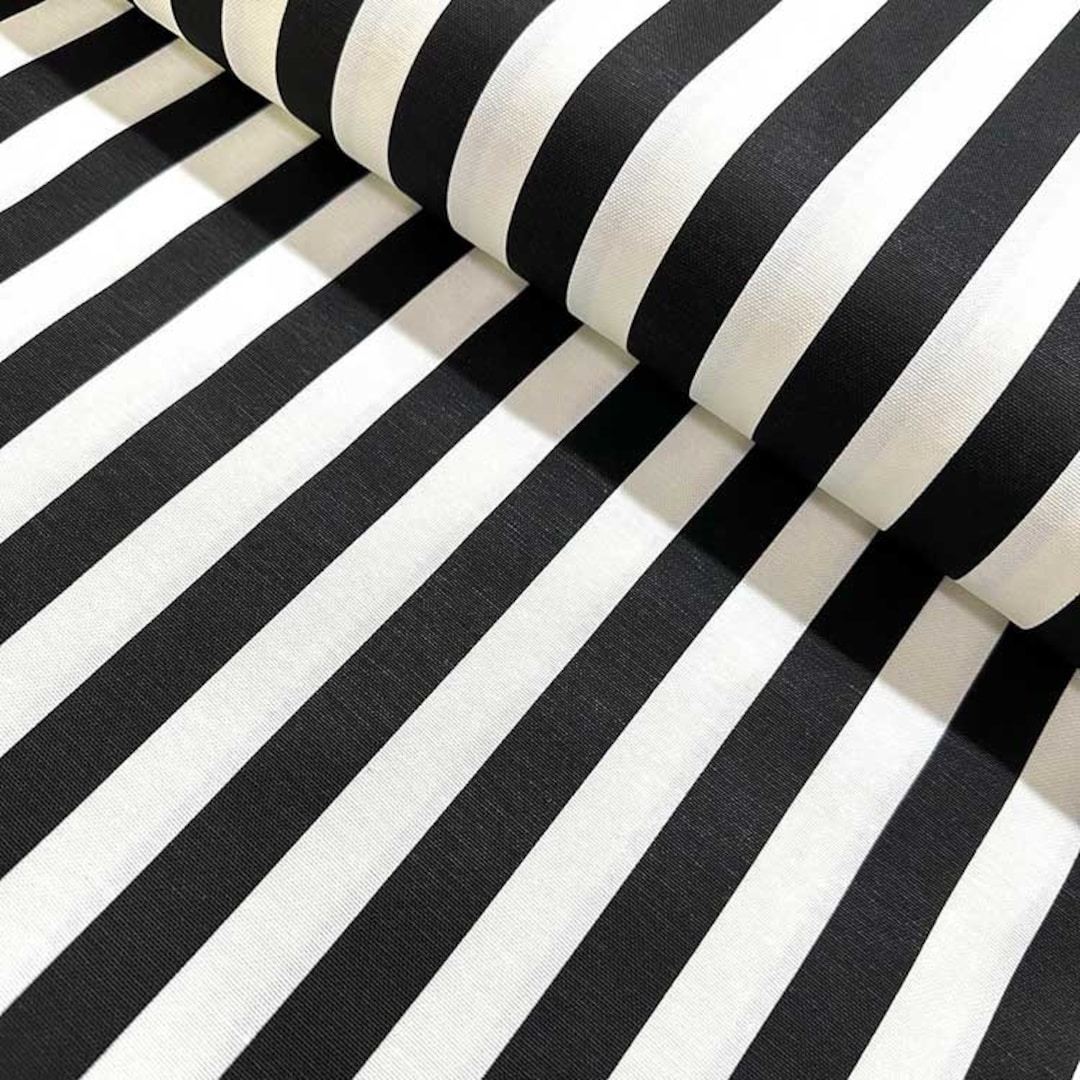 Black White Stripe Fabric, Monochrome Fabric, Canvas Upholstery Fabric ...
